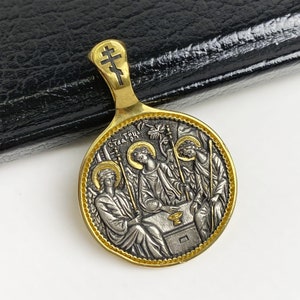 Gold Plating Orthodox Pendant "holy Trinity", Silver Pendant, Christian ...