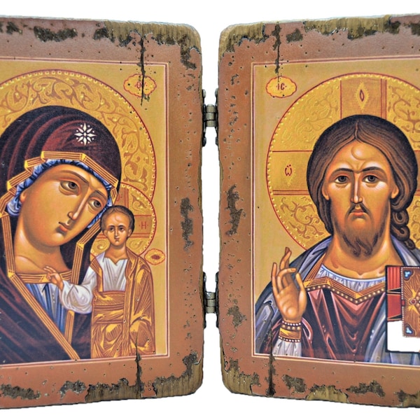 Orthodox Icon With Jesus and Virgin Mary - Etsy