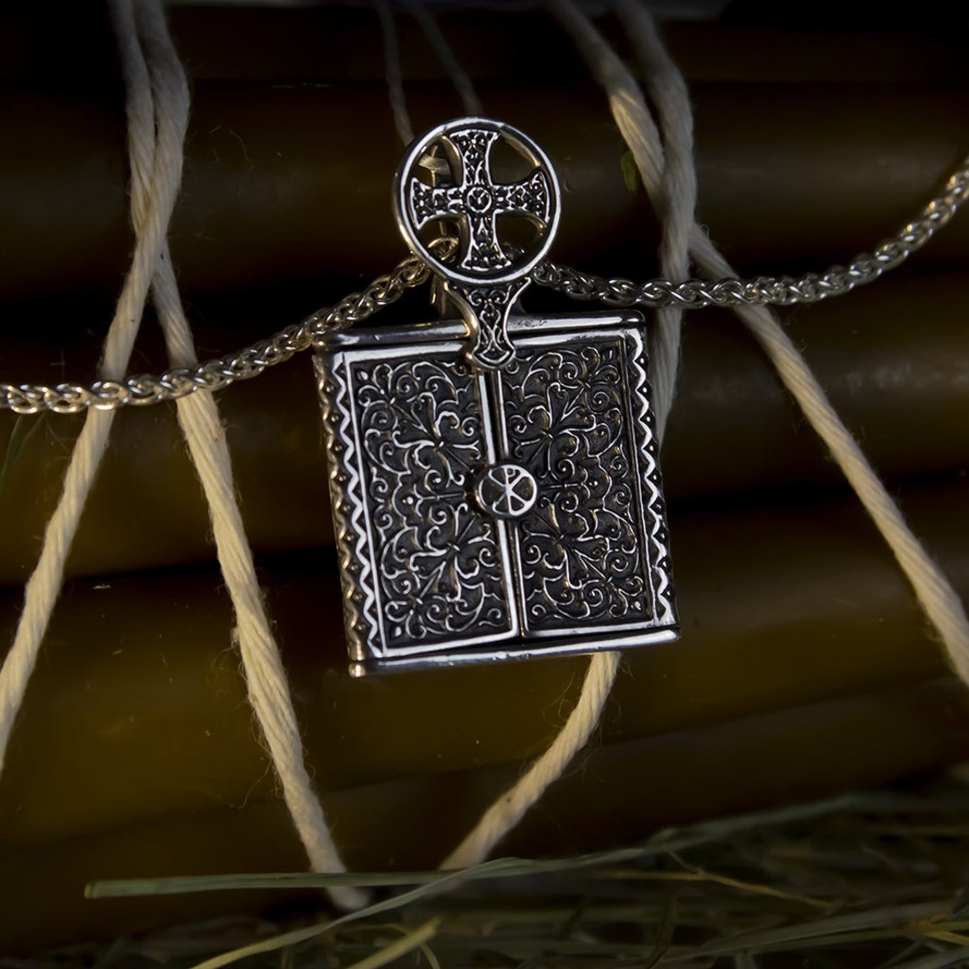 Prayer Box Necklace, Pendant With Icons Secret Pendent Sterling Silver ...