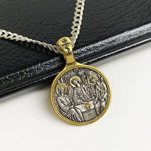 Gold Plating Orthodox Pendant "holy Trinity", Silver Pendant, Christian ...