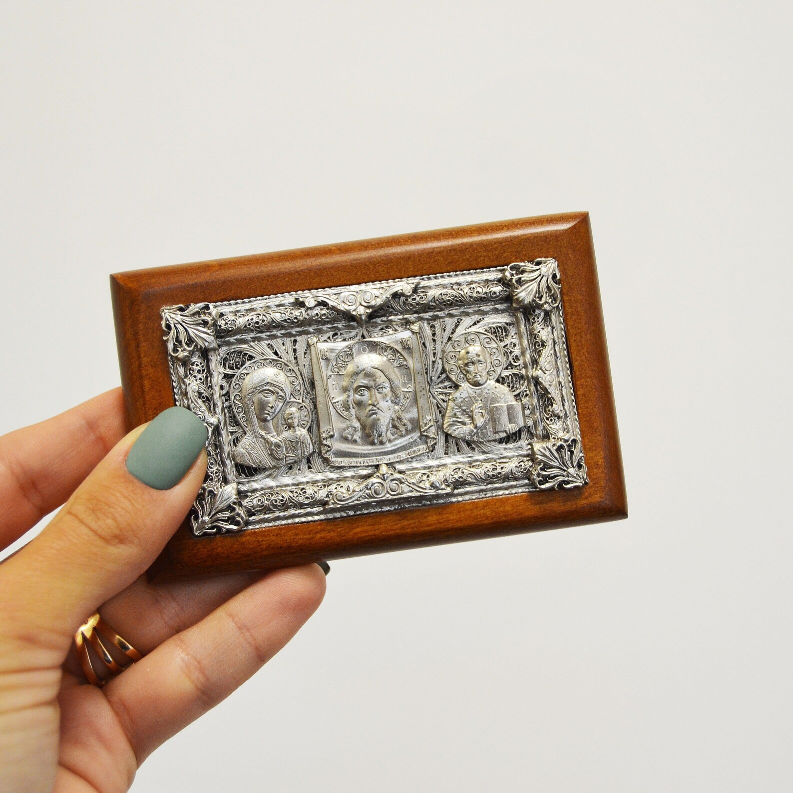 Silverplated Handmade 3 Icons Set Orthodox Icons for Car Icons | Etsy