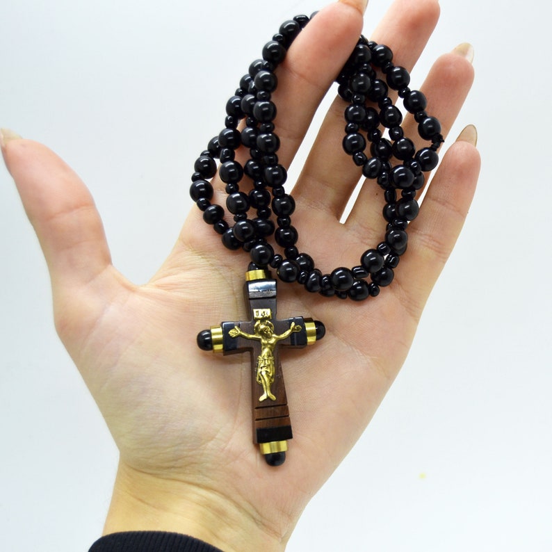 Natural Wood Chain and Cross With Crucifixion of Jesus - Etsy