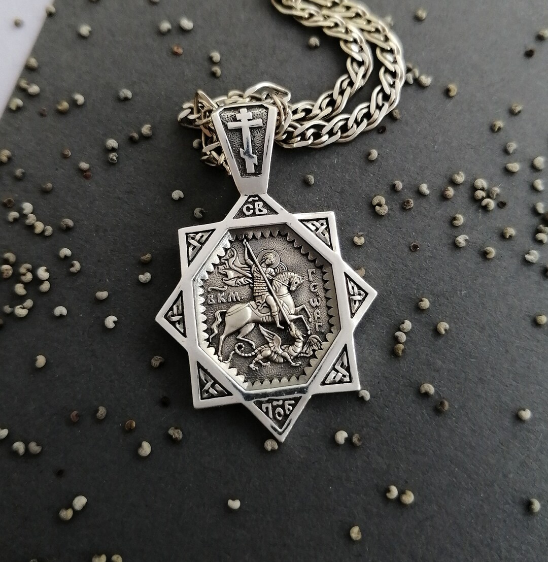 Silver Pendant of Saint George the Victorious - Etsy