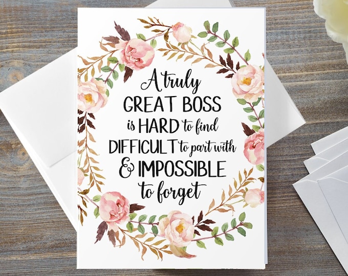 Boss Card, Leaving Card for Boss, Retirement Card, A Truly Great Boss ...