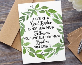 Leader Card Thank You Card A Truly Great Leader is Hard to - Etsy UK