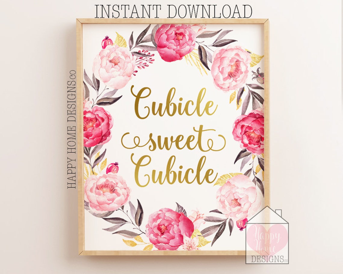 Gold Cubicle Decor Cubicle Sweet Cubicle Printable Cubical - Etsy