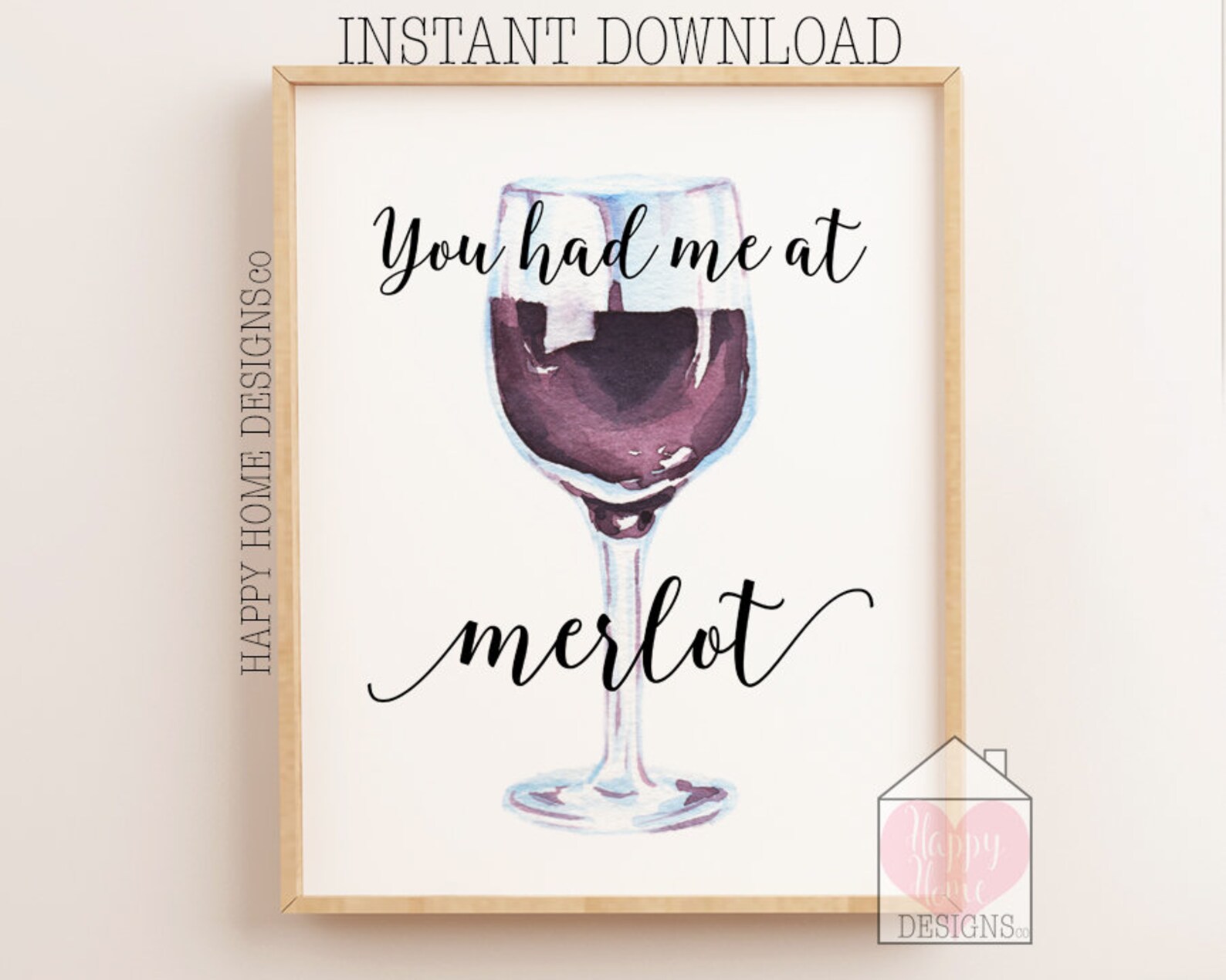 Wine Print Merlot Quote You Had Me at Merlot Print Funny | Etsy UK