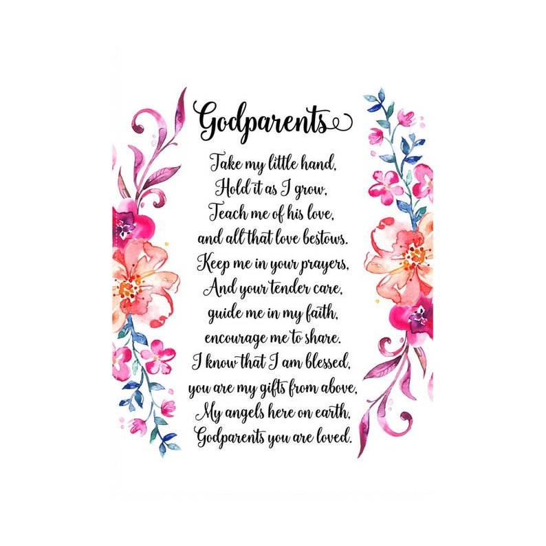 Gift for Godparents Godparents Poem Godparents Canvas - Etsy