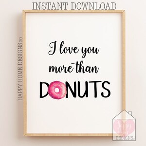 I Love You More Thank Donuts, Printable Donut Print, Funny Donut Quotes ...