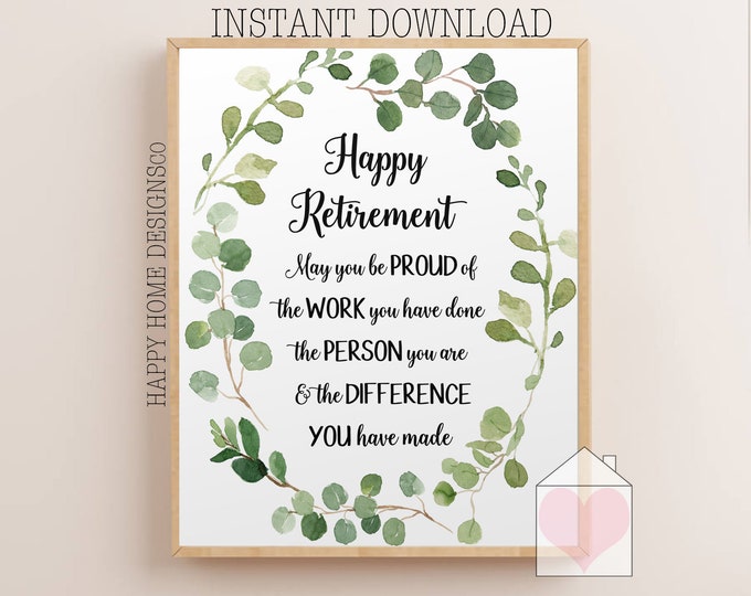 Retirement Printable, Retirement Gift, Happy Retirement Print, May You ...