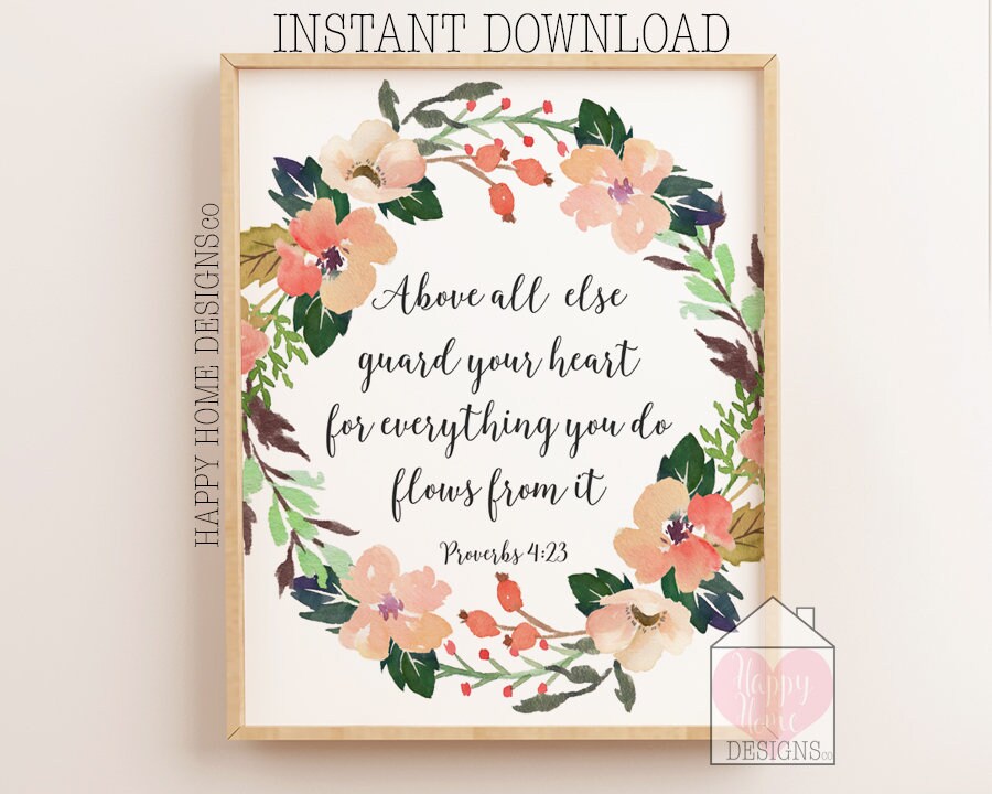 Above All Else Guard Your Heart Proverbs 4:23 Christian Wall - Etsy UK