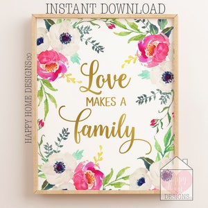 Love Makes A Family Printable Wall Art Family Quote Prints - Etsy