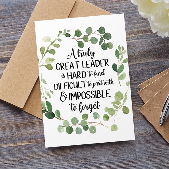 Leader Card Thank You Card A Truly Great Leader is Hard to | Etsy UK