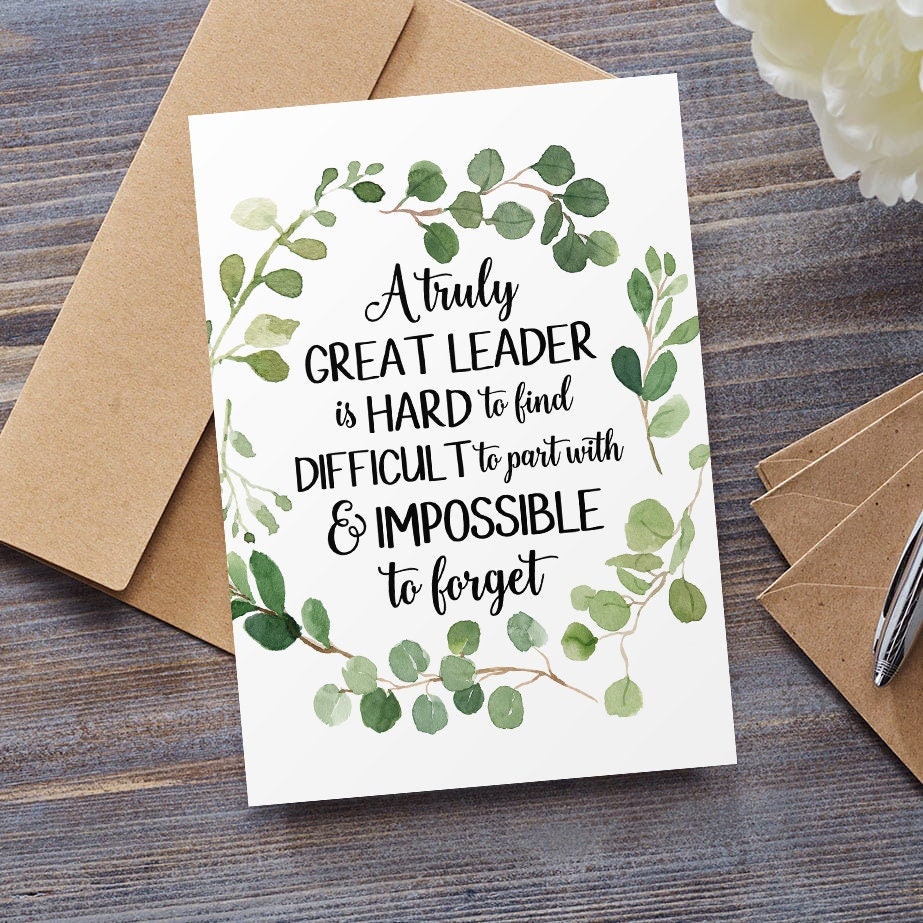 Leader Card Thank You Card A Truly Great Leader is Hard to - Etsy UK