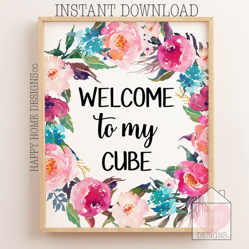 Welcome to My Cube Printable Feminine Office Wall Decor for - Etsy