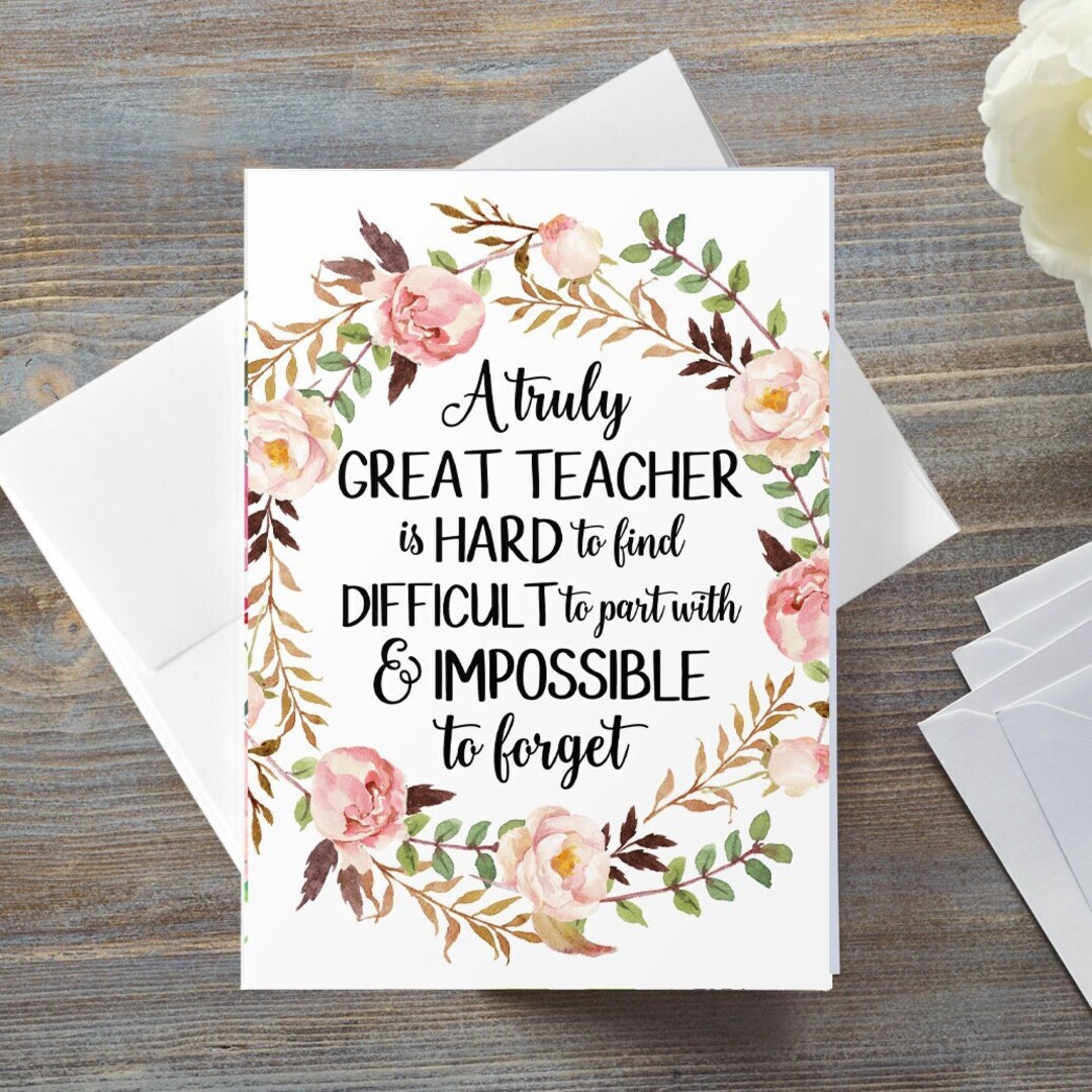 Teacher Card, Thank You Card for Teacher, Farewell Card, Leaving Card ...
