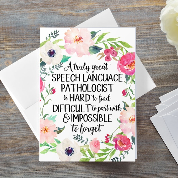 Speech Language Pathologist Card Speech Therapist Card A - Etsy