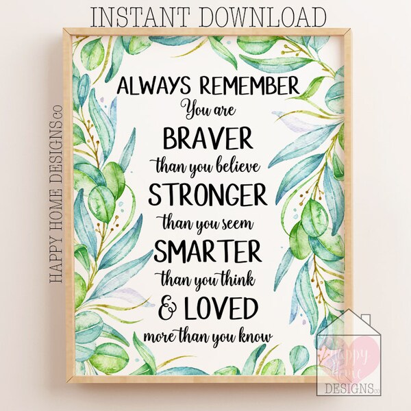 You Are Braver Than You Believe - Etsy