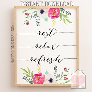 Rest Relax Refresh Print Bathroom Sign Bathroom Wall Art - Etsy UK