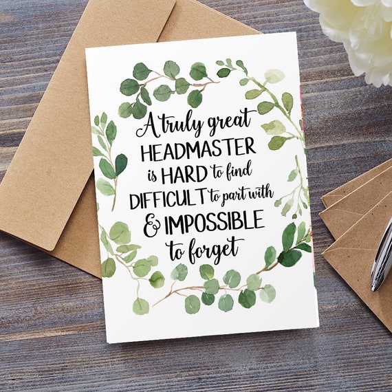 Headmaster Card Thank You Card A Truly Great Headmaster is - Etsy UK