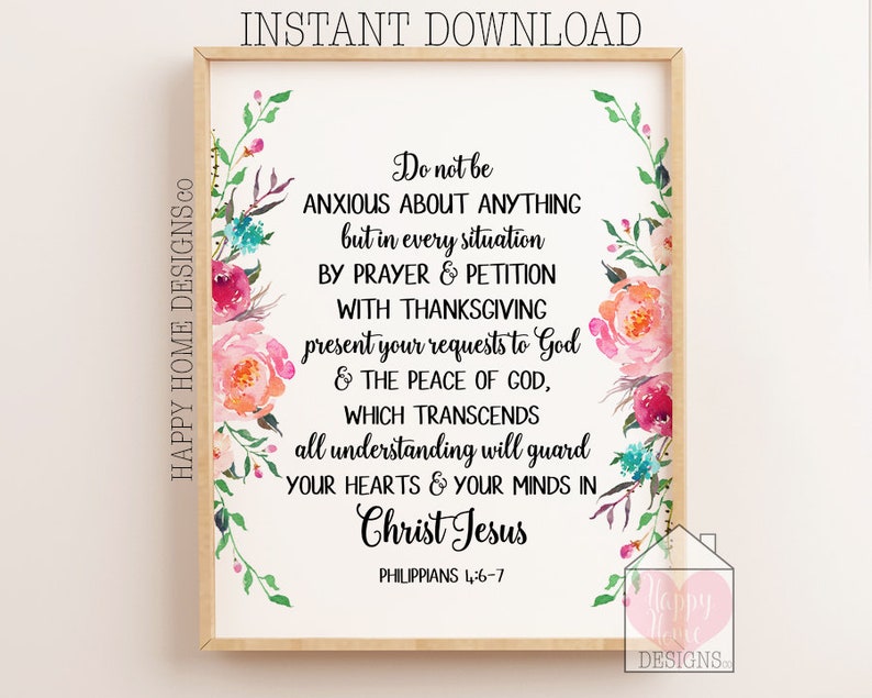 Do Not Be Anxious About Anything Philippians 4:6-7 | Etsy