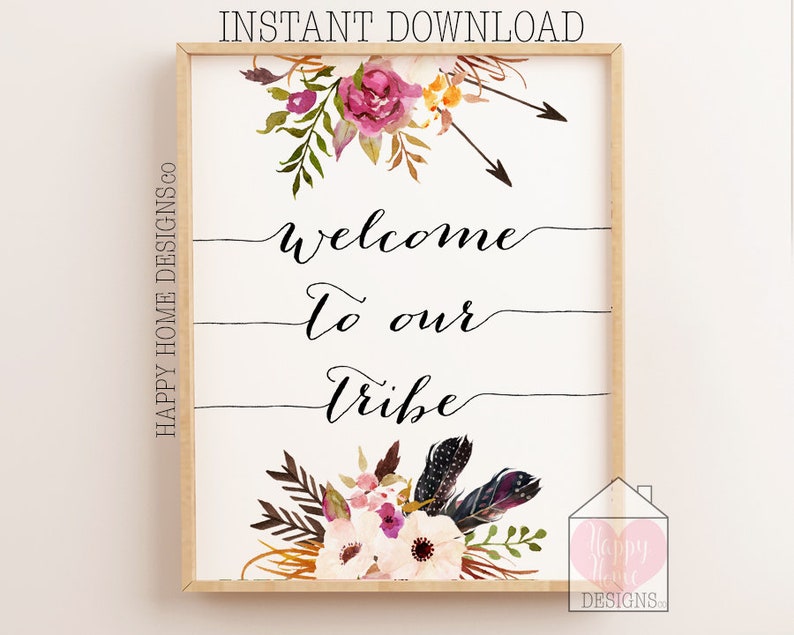Welcome to Our Tribe Printable Welcome Sign Our Tribe Print | Etsy