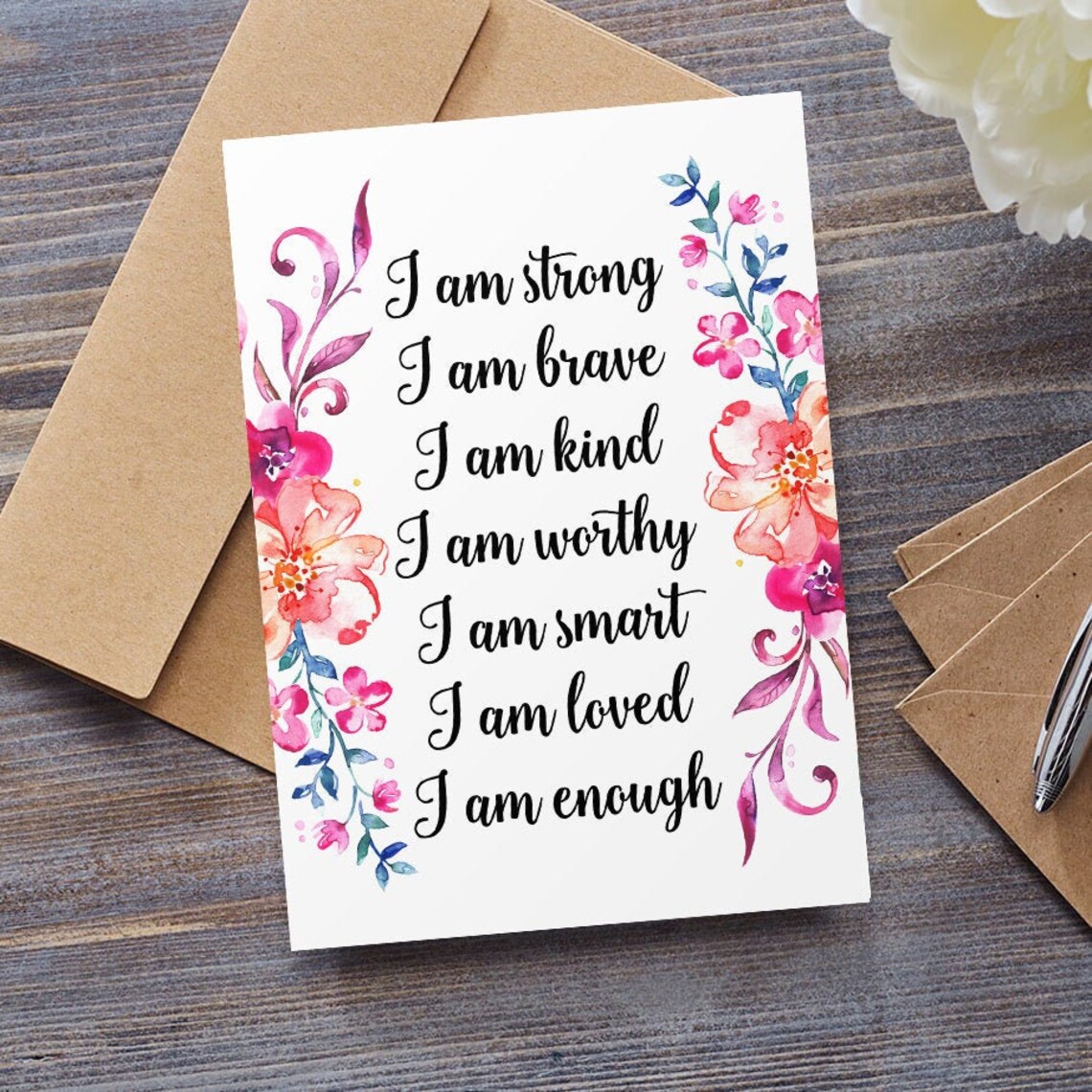 Positive Affirmations Card Inspirational Greeting Card I Am - Etsy