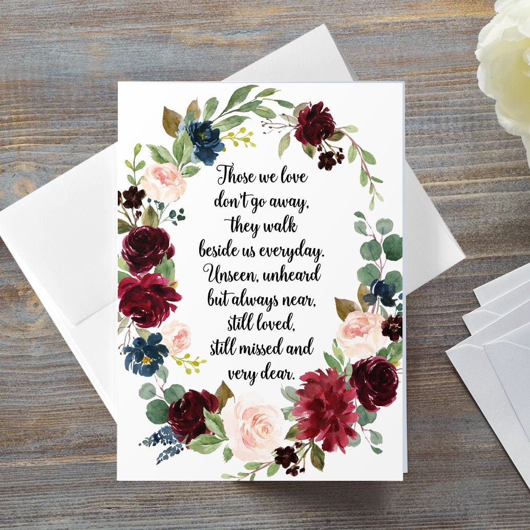 Sympathy Card Those We Love Don't Go Away Poem | Etsy