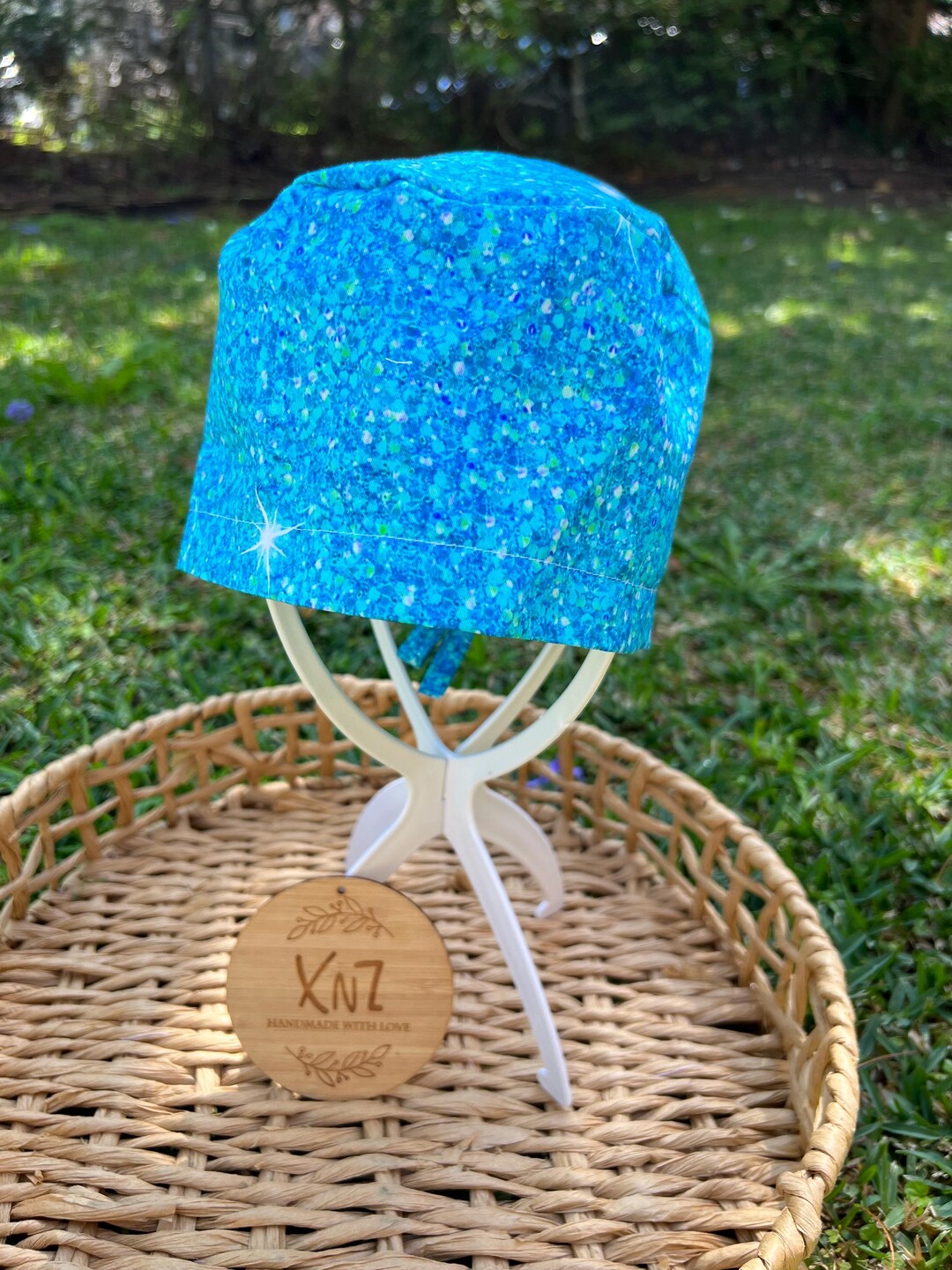 Light Blue Glitter Surgical Scrub Hat -personalised Scrub Hats, Scrub ...