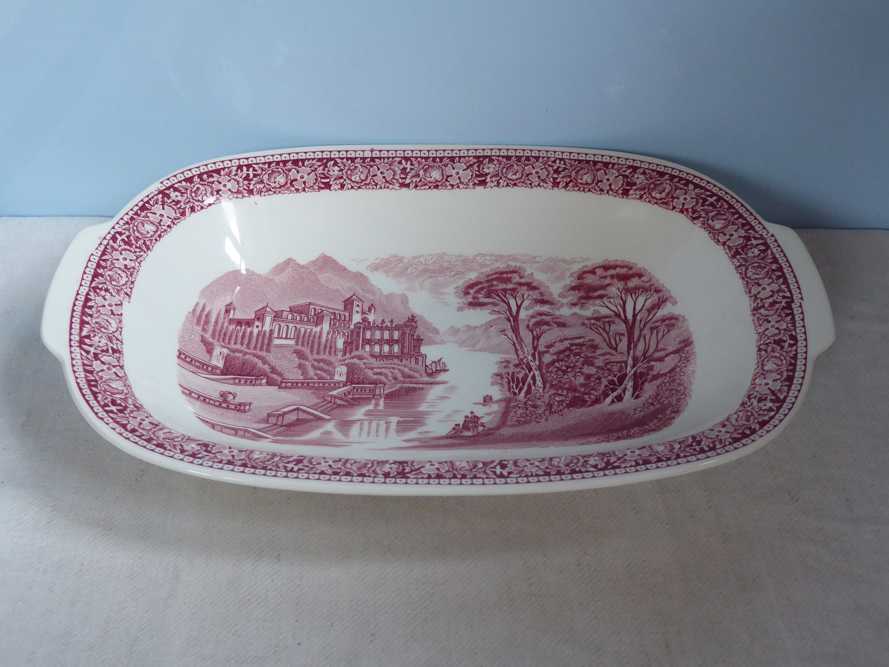 Vintage Large Bread Bowl Olde Country Castles Red England Bowl ...