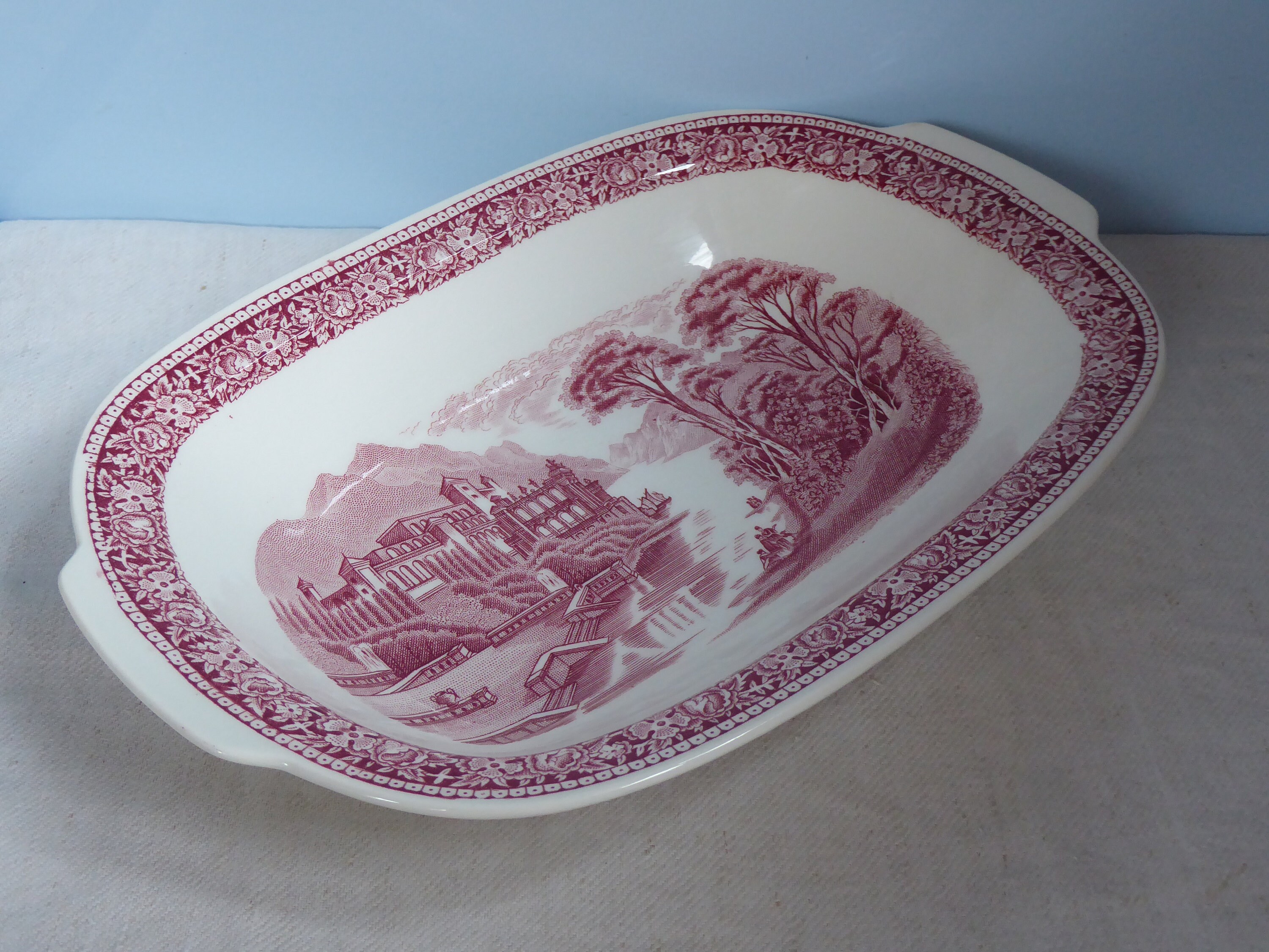 Vintage Large Bread Bowl Olde Country Castles Red England Bowl ...