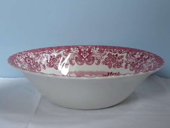 Vintage Large Bread Bowl Olde Country Castles Red England Bowl ...