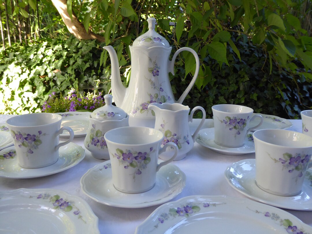 Vintage Dreamlike Coffee / Tea Service Violet Winterling Röslau Bavaria ...