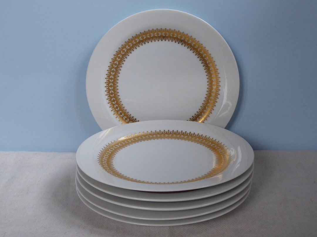 Vintage Set Six Plates Rosenthal Thomas Rotunda 1970 Germany Gold ...