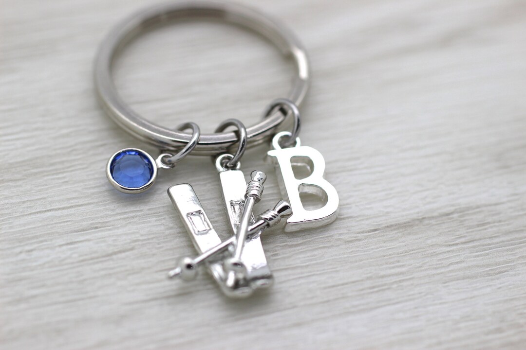 Skiing Keyring, Skier Gift, Ski Keyring, Ski Poles Keychain, Ski Gift ...