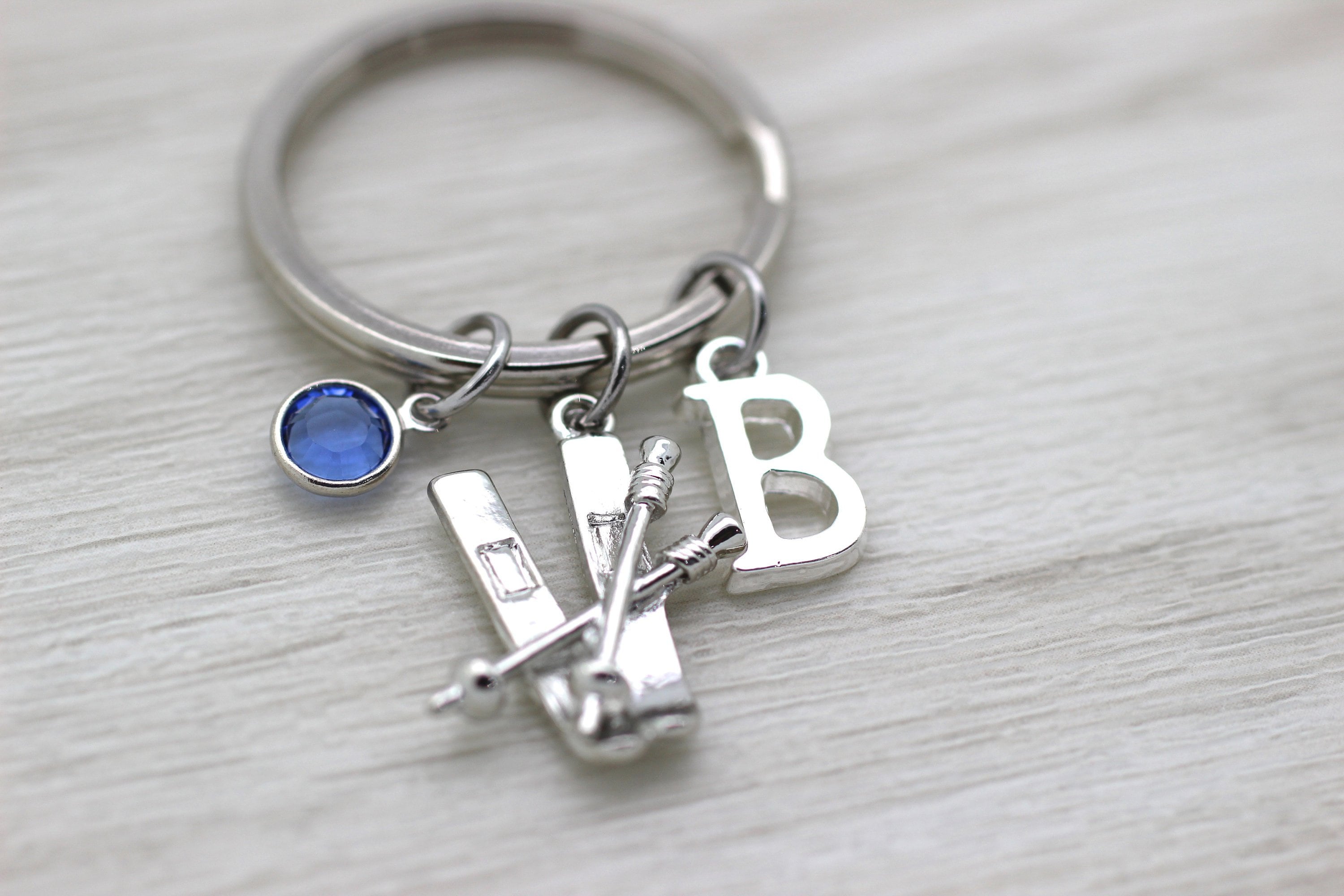 Skiing Keyring, Skier Gift, Ski Keyring, Ski Poles Keychain, Ski Gift ...