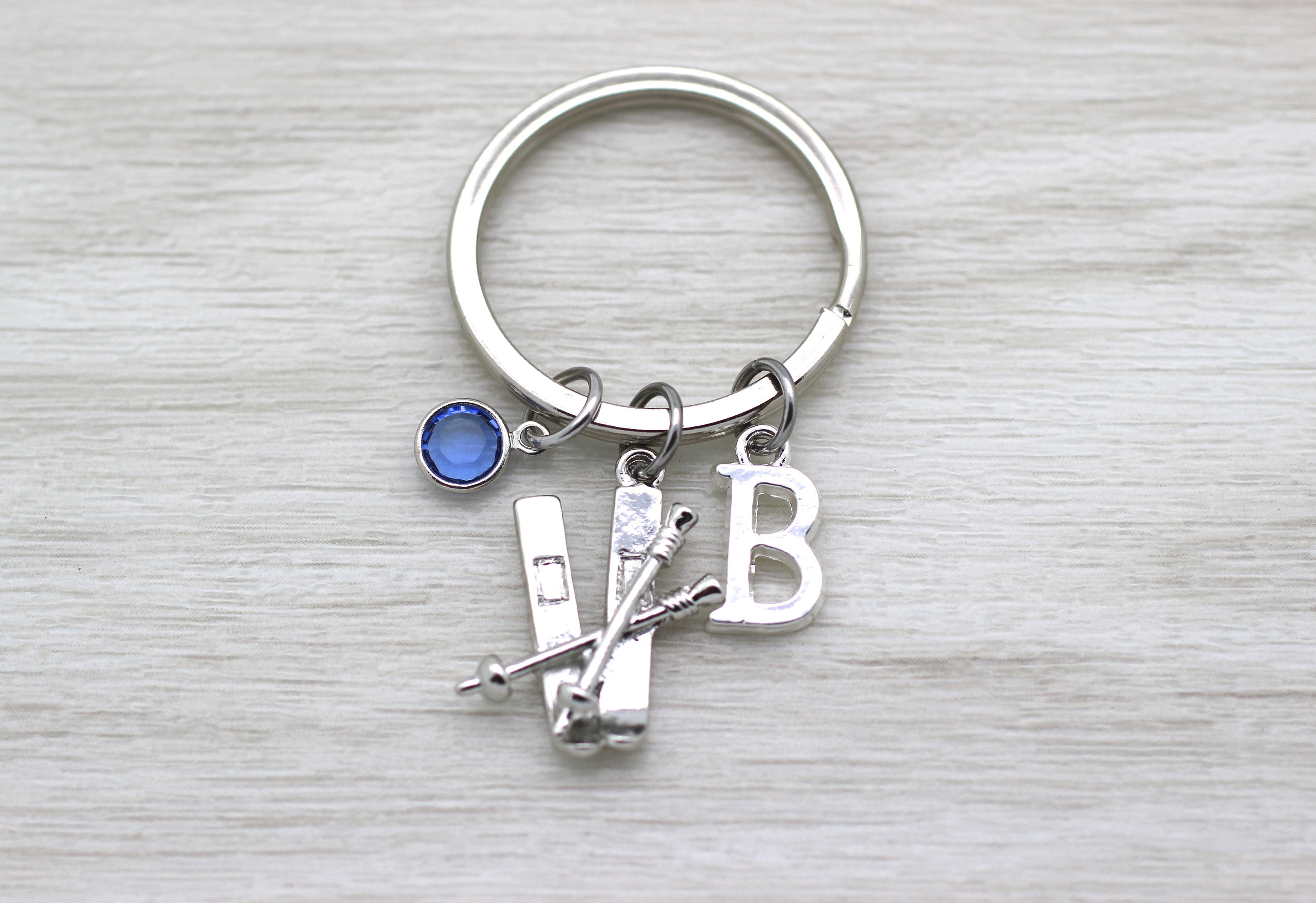 Skiing Keyring, Skier Gift, Ski Keyring, Ski Poles Keychain, Ski Gift ...