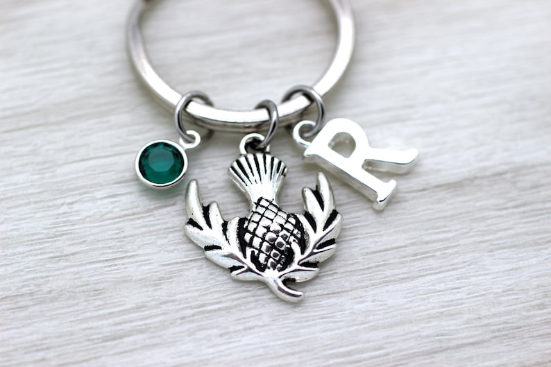 Scottish Thistle Keyring, Scottish Keychain, Sassenach Gift, Swarovski ...