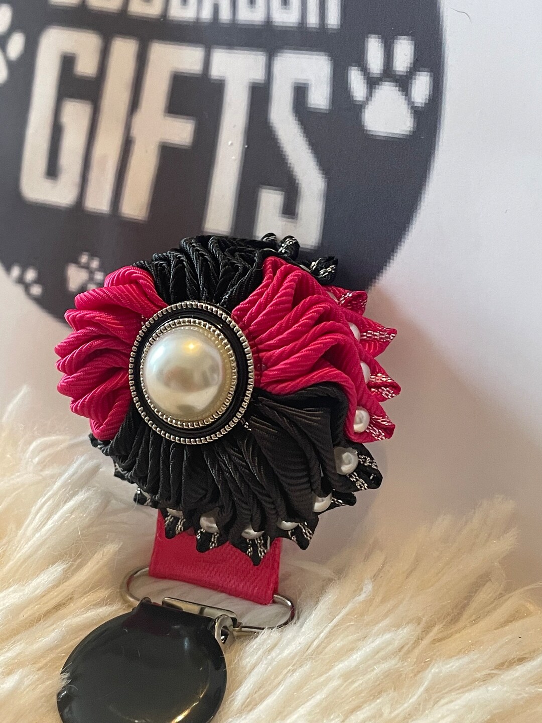 Beaded Detail With Pink and Black Ribbon, Sparkly Centre Piece, Special ...