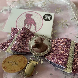 Dog Show Ring Clip Exhibitor Number Holder, Sparkly Bow Design With Pin ...