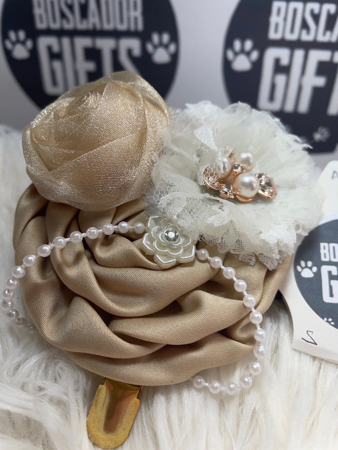 Ready Made Bespoke and Unique Flower Pearl Ring Clip, Dog Show Ring ...