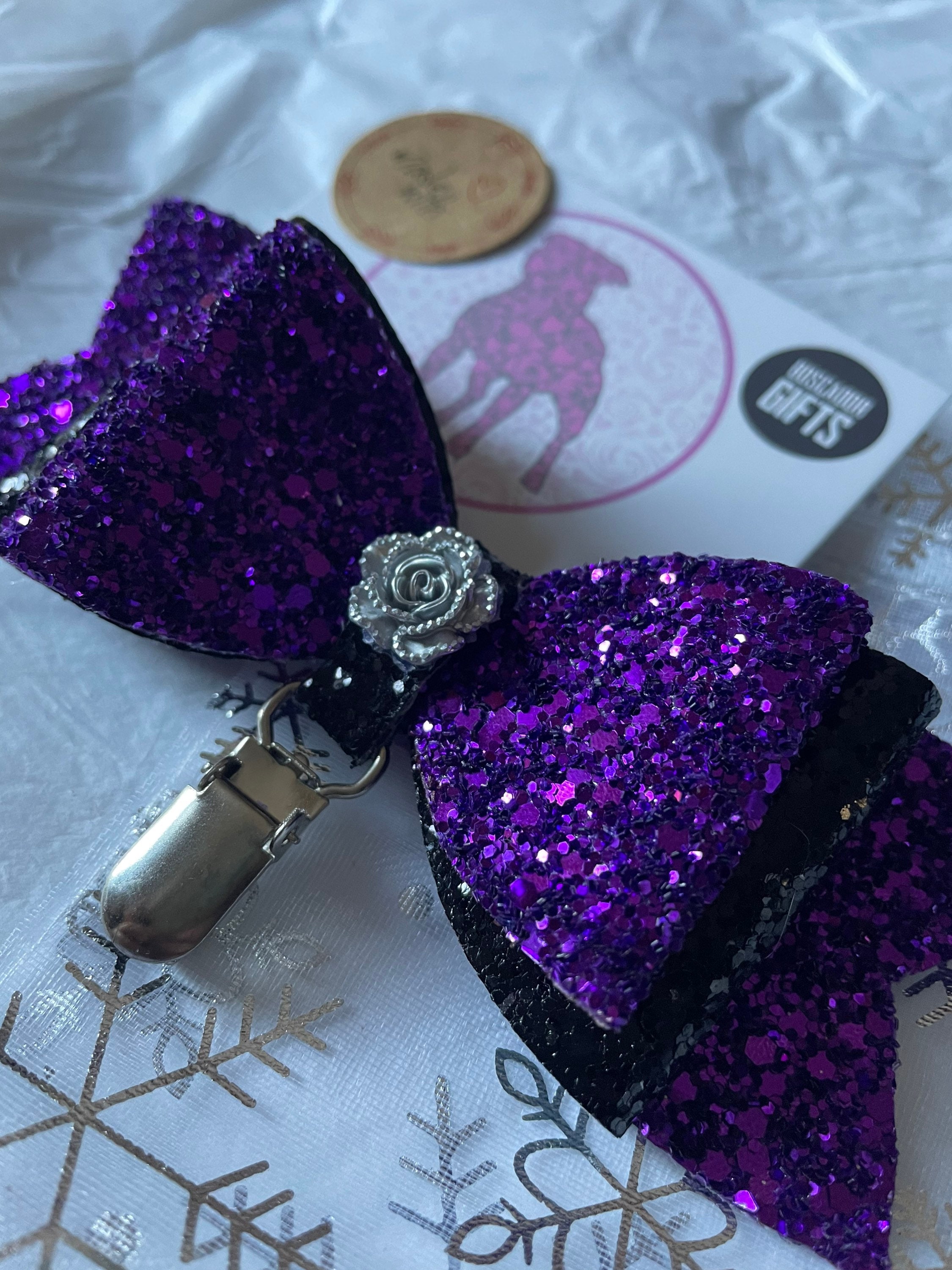 Dog Show Ring Clip Exhibitor Number Holder, Sparkly Bow Design With Pin ...
