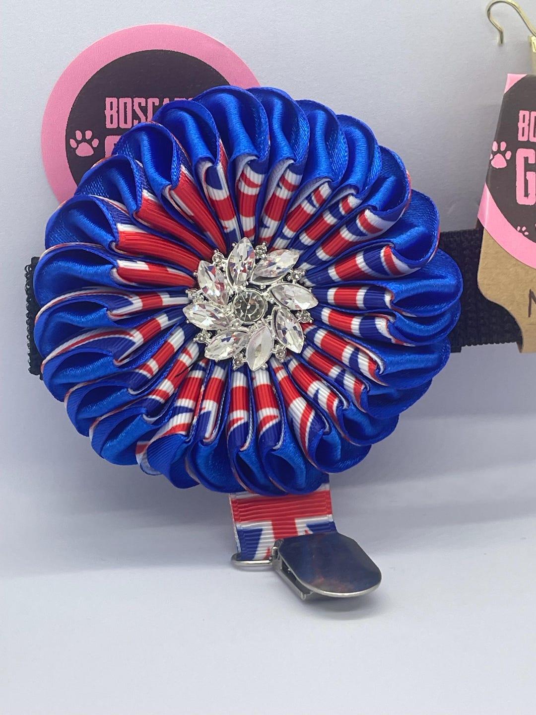 Rosette Style Made With Union Jack Ribbon, Sparkly Centre Piece. Dog ...