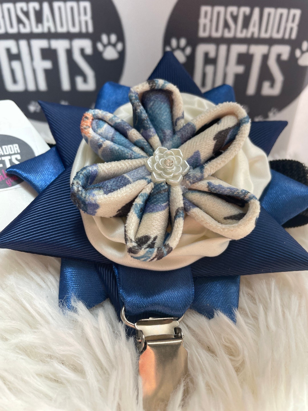 Ready Made Bespoke and Unique Flower Pearl Ring Clip, Dog Show Ring ...