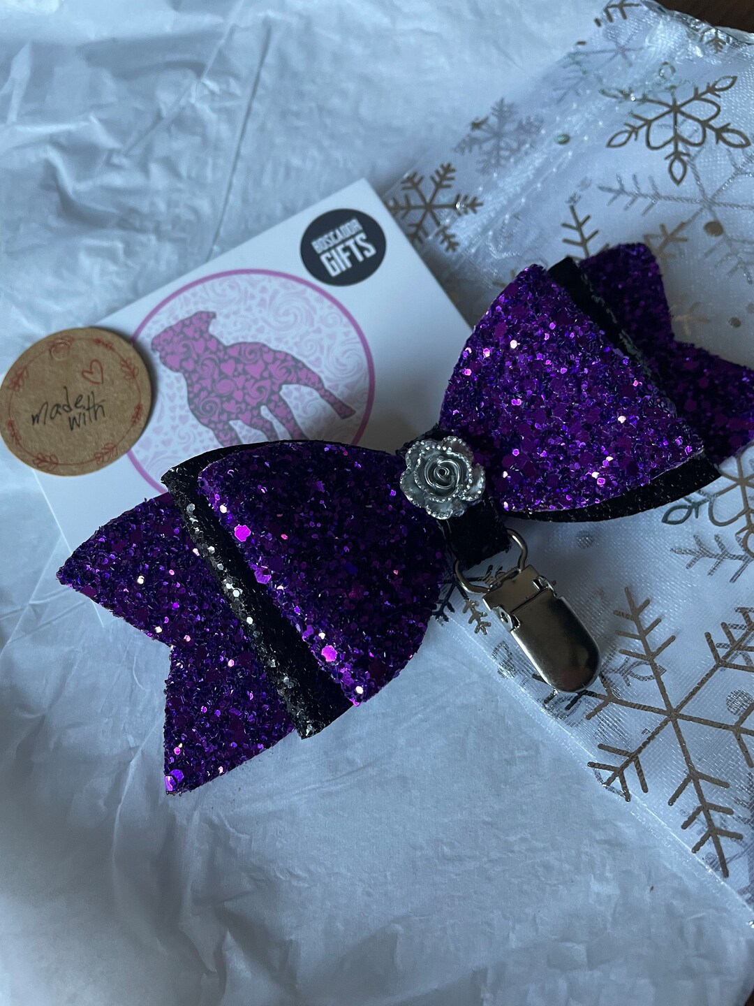 Bespoke Ring Clip With Stunning Centre Piece, Sparkly Fabric, Bow Style ...