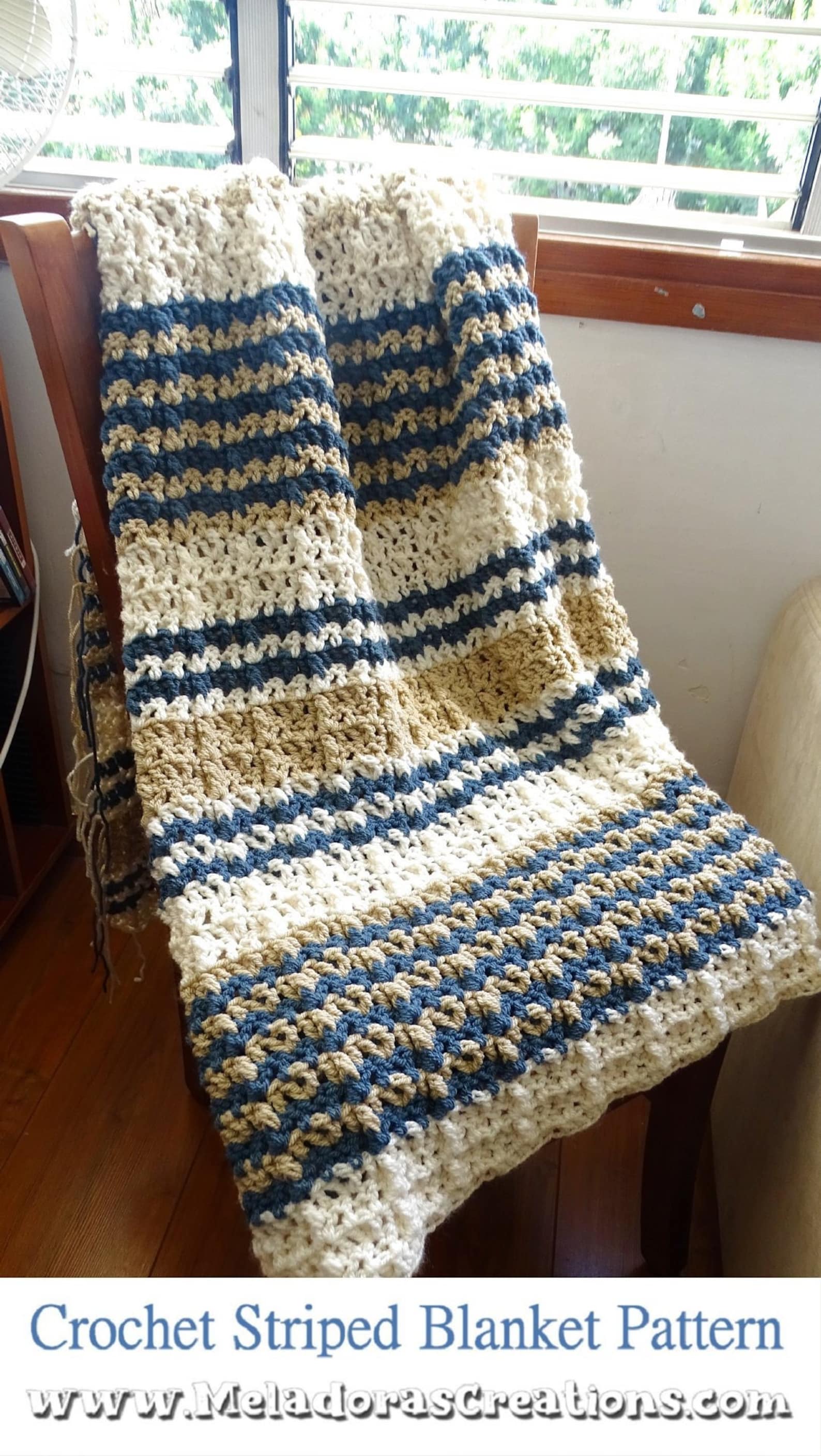 Striped Crochet Blanket Pattern PDF Pattern - Etsy