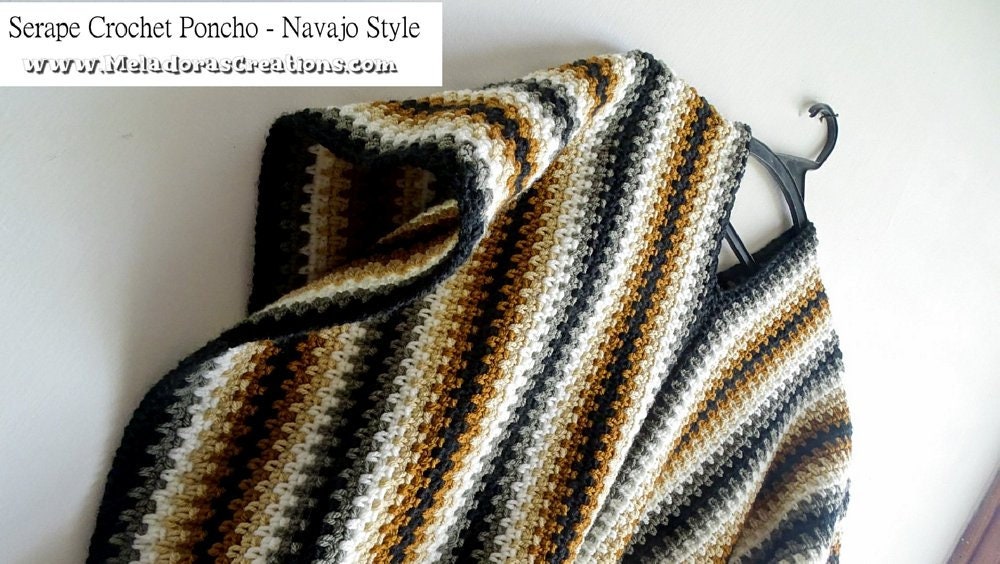 Crochet Serape Poncho - Navajo Style - Crochet PDF Pattern - Etsy Israel