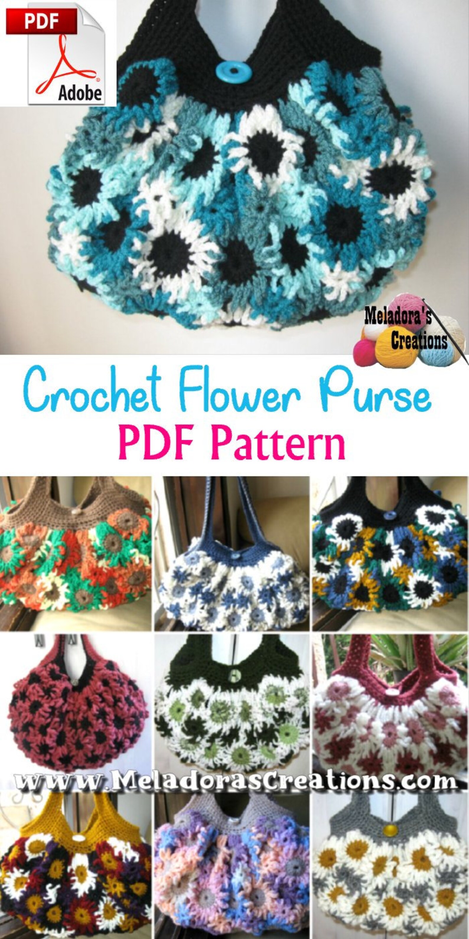 Crochet Flower Purse PDF Pattern | Etsy