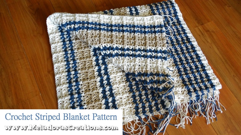 Striped Crochet Blanket Pattern PDF Pattern - Etsy