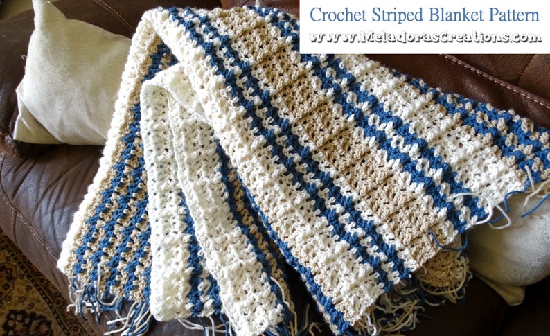 Striped Crochet Blanket Pattern PDF Pattern - Etsy